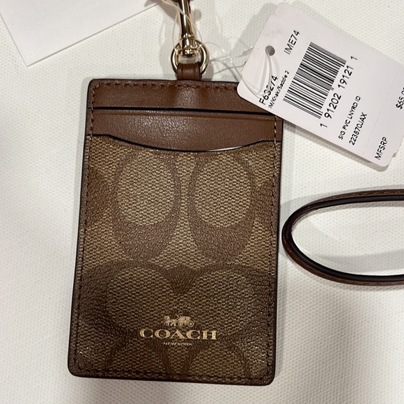 Coach | Bags | Coach Id Lanyard In Signature Canvas Color Khakisaddle ...